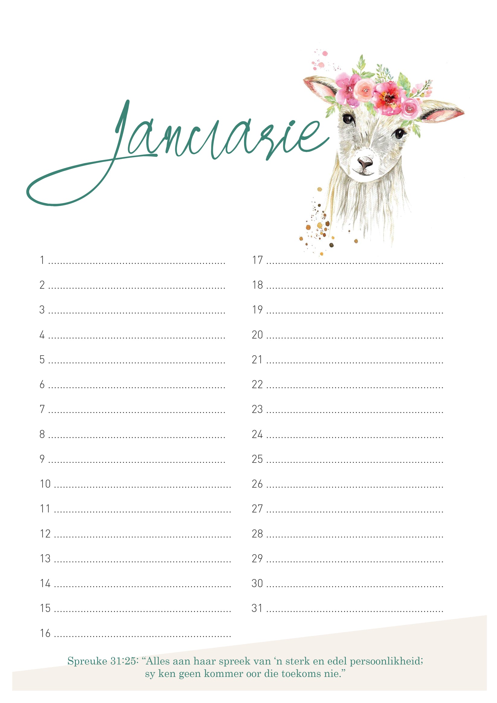 VERJAARSDAG KALENDER VIR N VROU – Lady Lea's Creative Company