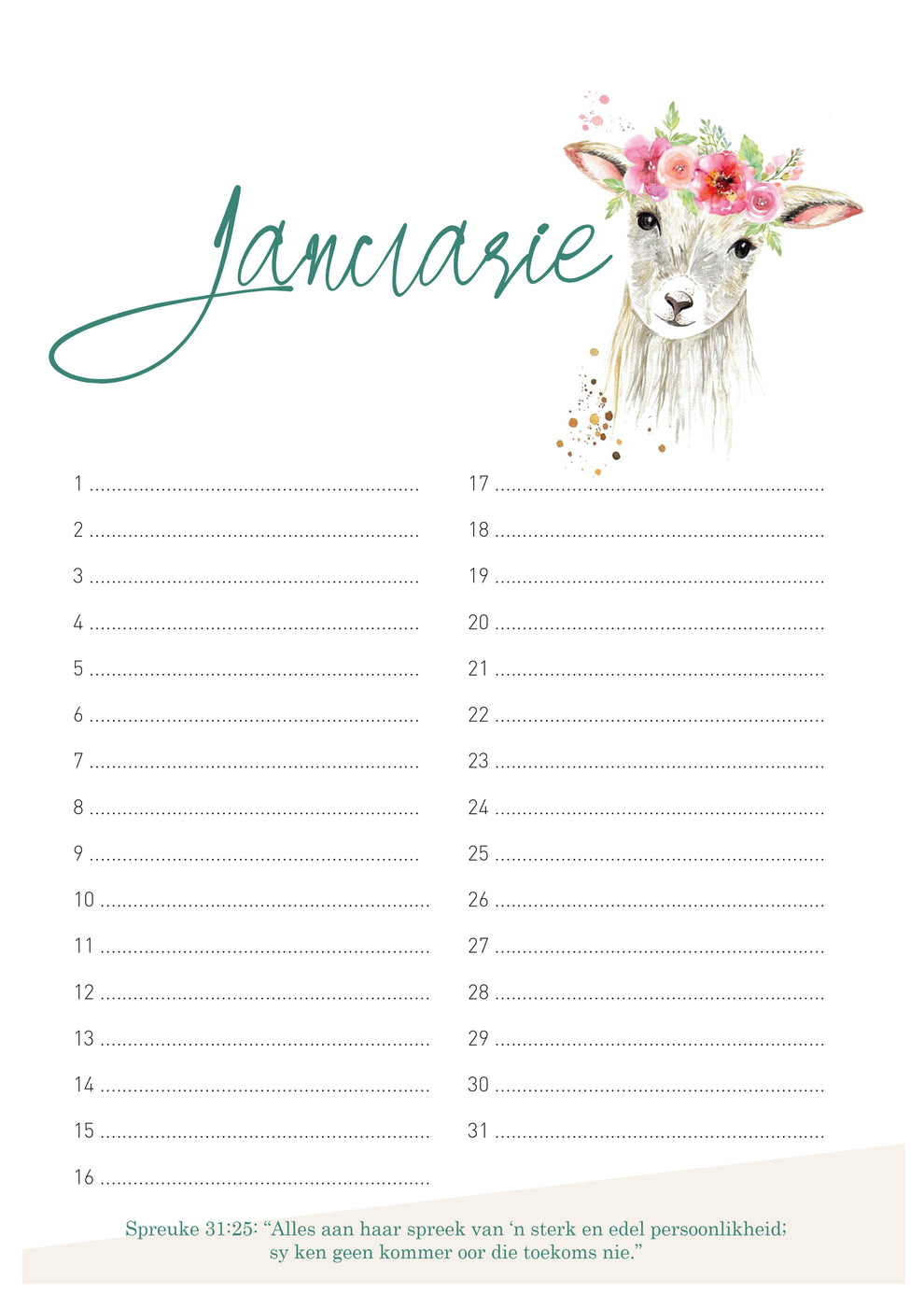 VERJAARSDAG KALENDER VIR N VROU – Lady Lea's Creative Company
