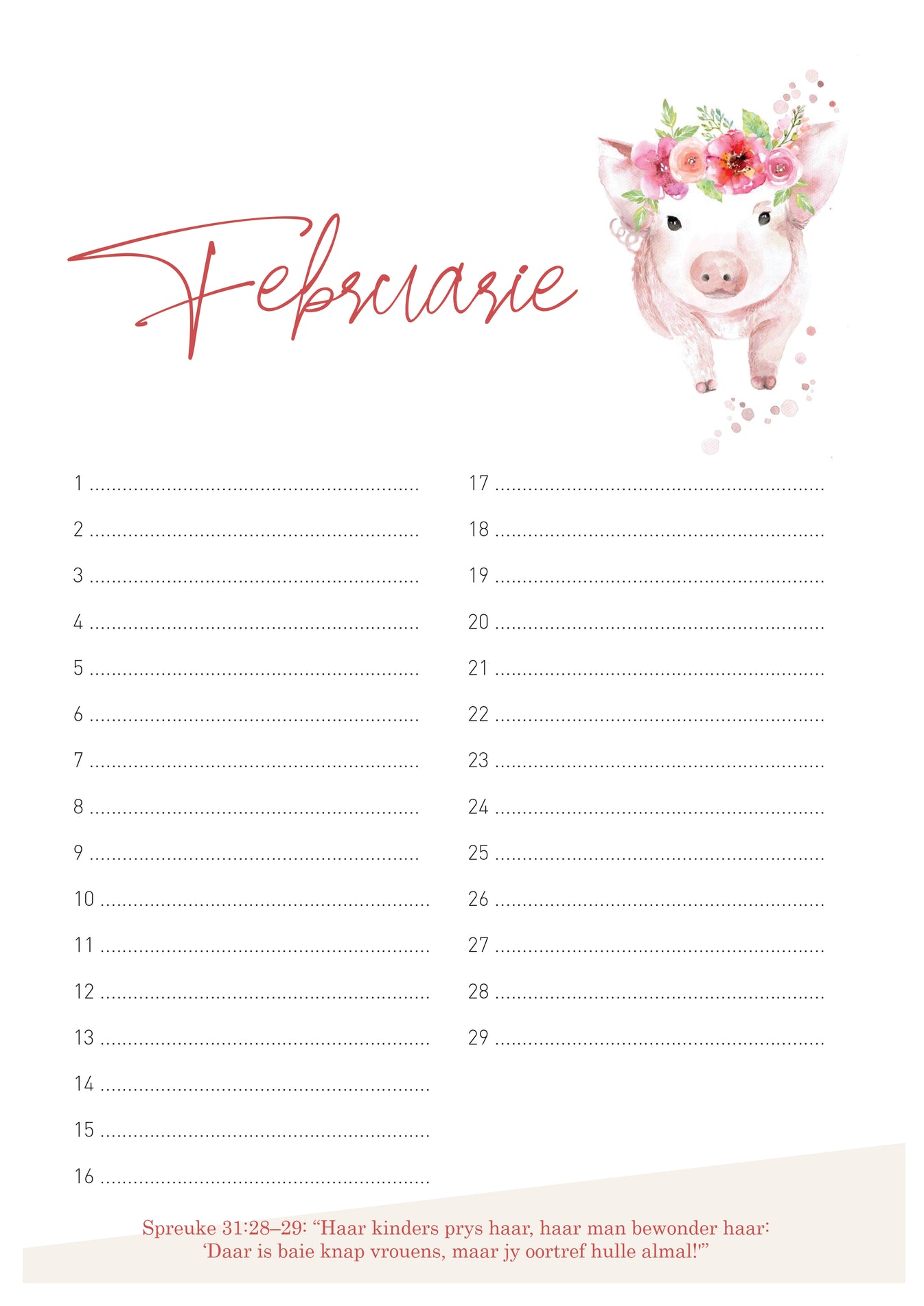 VERJAARSDAG KALENDER VIR N VROU – Lady Lea's Creative Company