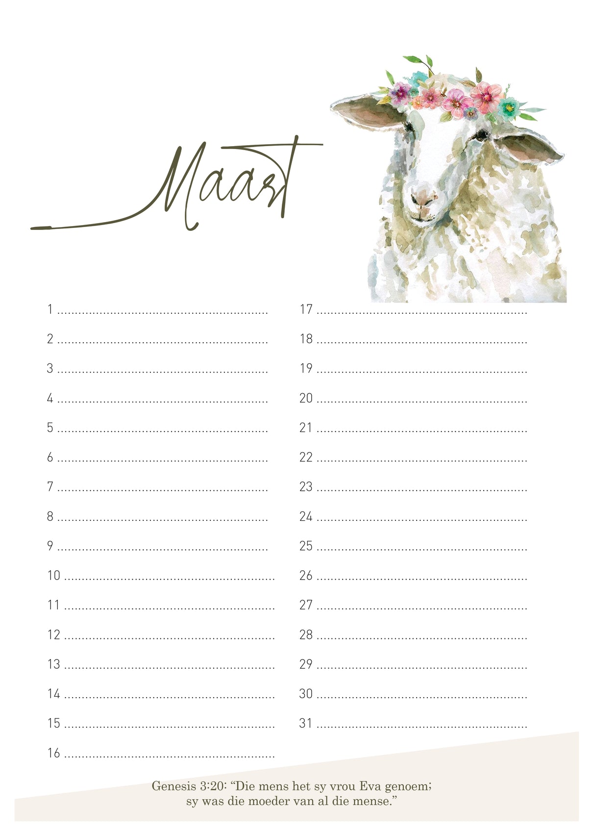 VERJAARSDAG KALENDER VIR N VROU – Lady Lea's Creative Company