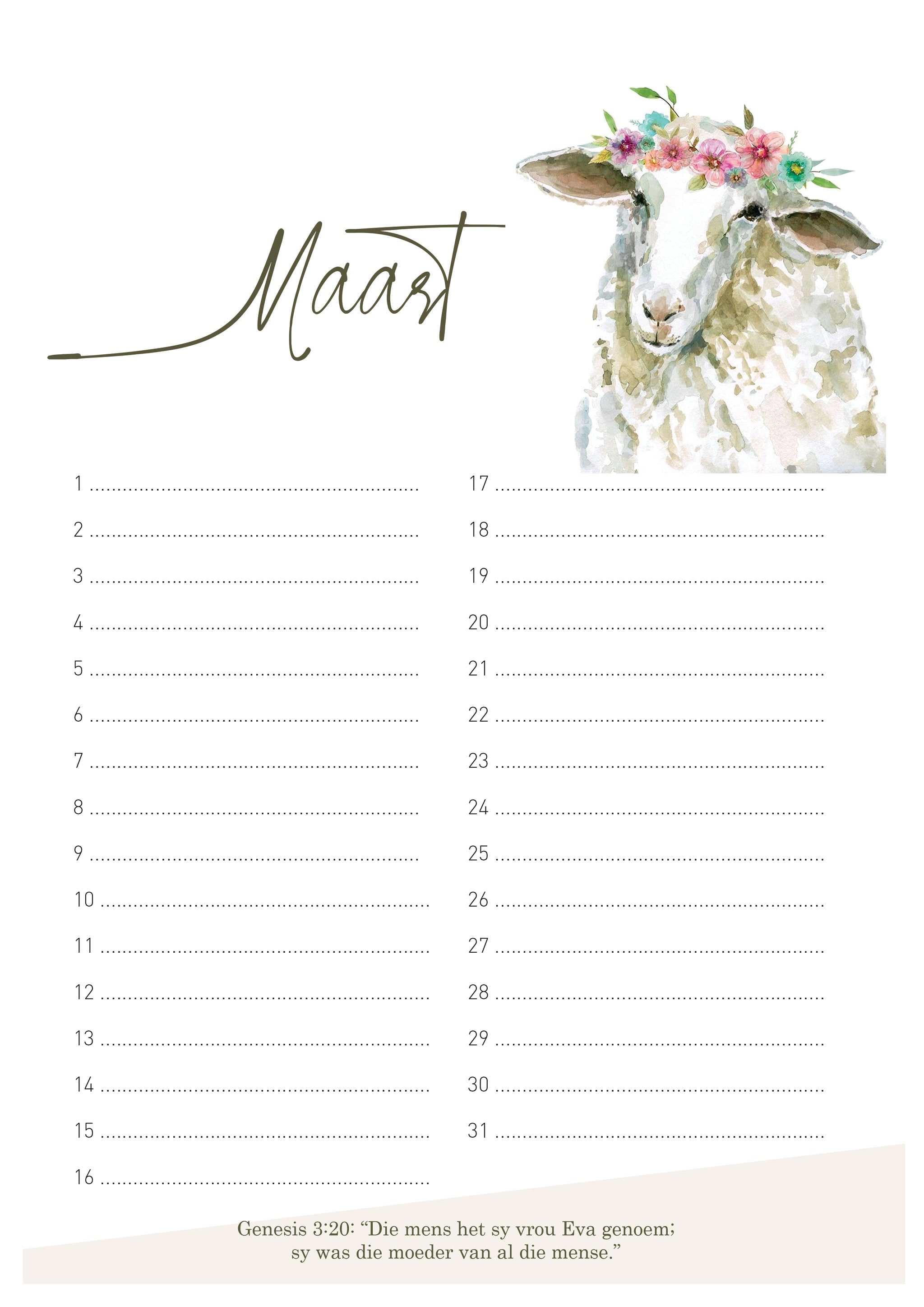 VERJAARSDAG KALENDER VIR N VROU – Lady Lea's Creative Company